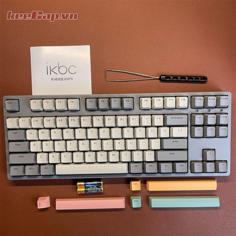 Bàn phím cơ không dây IKBC W200 TKL Gray (Cherry MX red switch – Wireless 2.4G – 87 key) - KeeCap