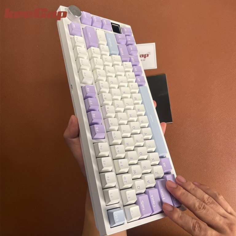 Bàn phím cơ AJAZZ AK820 Pro tím sữa (3 mode - có màn hình - layout 75% ...