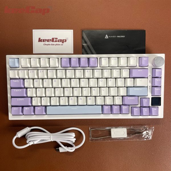 Bàn phím cơ AJAZZ AK820 Pro tím sữa (3 mode - có màn hình - layout 75% ...