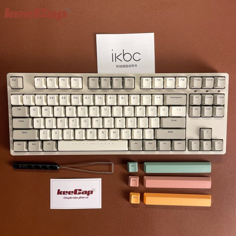 Bàn phím cơ IKBC W200 Industrial Gray Retro (Wireless 2.4Ghz - Cherry MX Red Switch - 87 phím ...